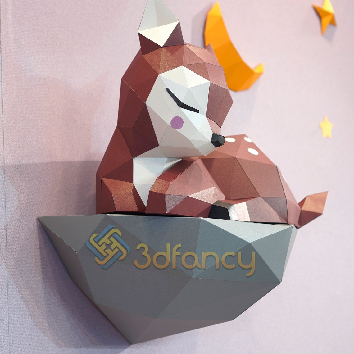 DIY Papercraft 3D Fawn On Rock PDF Plantilla SVG para crear - Etsy México
