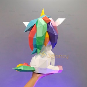 Papercraft 3D Unicorn on Clouds & Rainbow PDF,SVG Template for DIY ...
