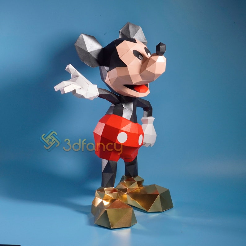 Mickey Mouse Papercraft PDF SVG Template for DIY Low Poly - Etsy