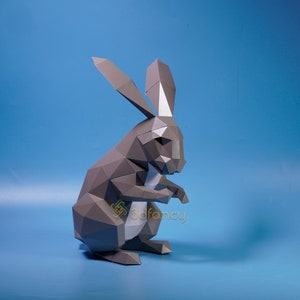Set 2 Rabbit Papercraft PDF, SVG Template for Creating 3D Rabbit ...