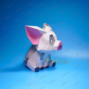 3D Papercraft Pig PDF, SVG Templates for Cricut Projects, DIY Pig Low ...