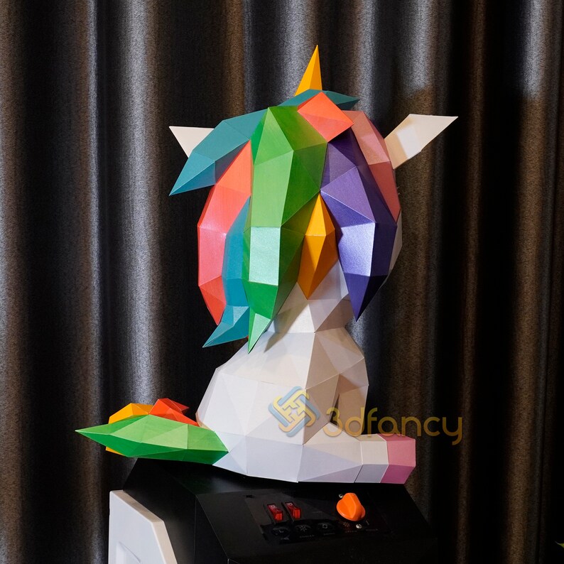 Papercraft 3D Unicorn on Clouds & Rainbow PDFSVG Template for - Etsy