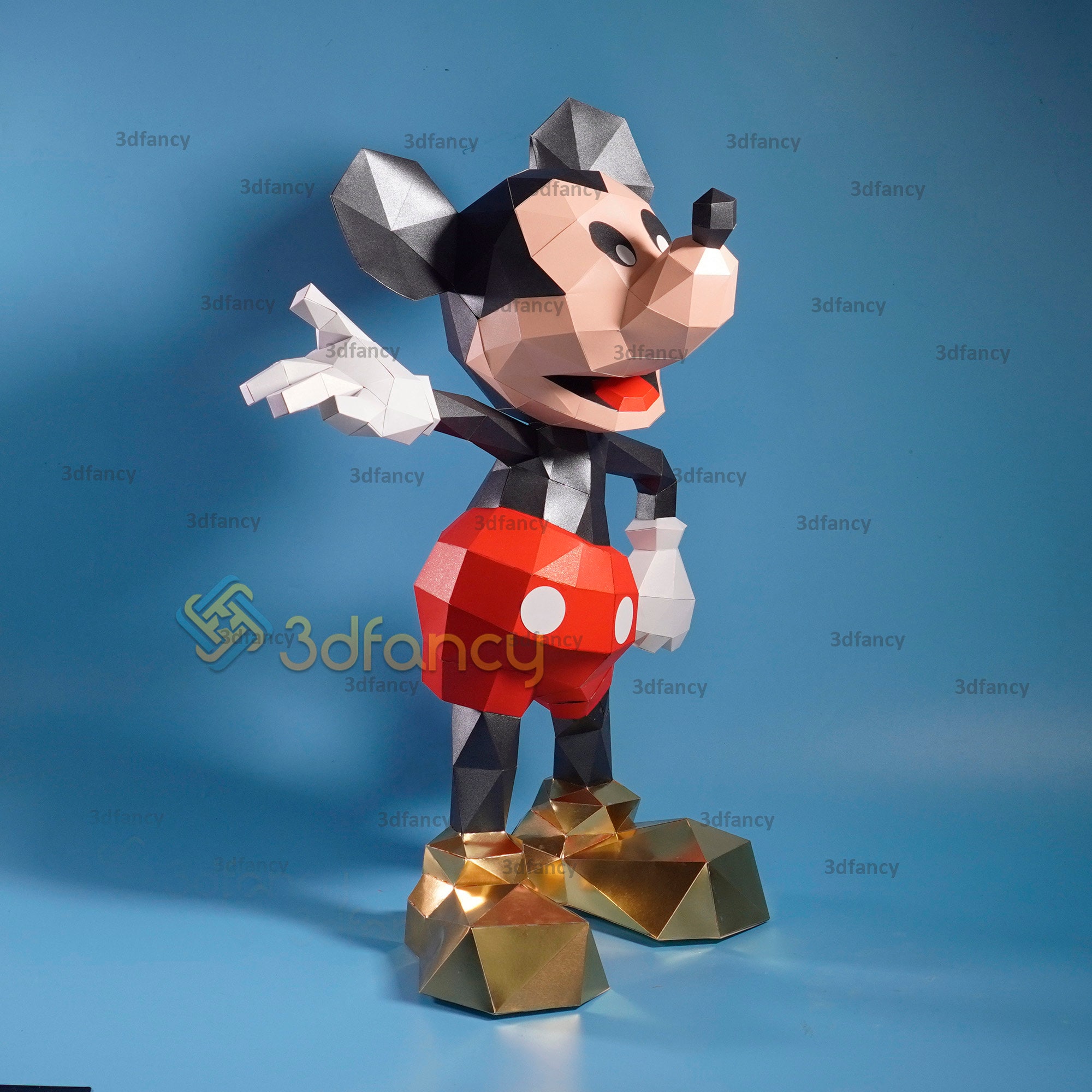 Mickey Mouse Papercraft PDF SVG Template for DIY Low Poly - Etsy Canada