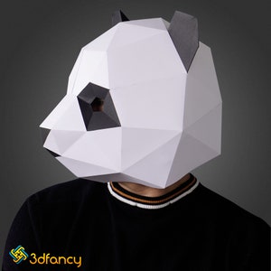 Panda Mask Papercraft PDF, SVG Template, Low Poly Mask, 3d Paper Mask ...
