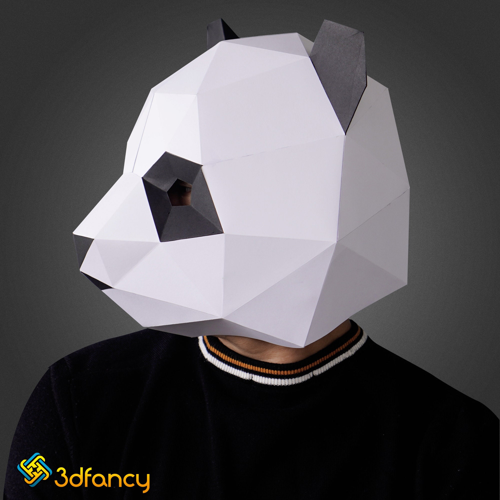Panda Mask Papercraft PDF, SVG Template, Low Poly Mask, 3d Paper Mask ...