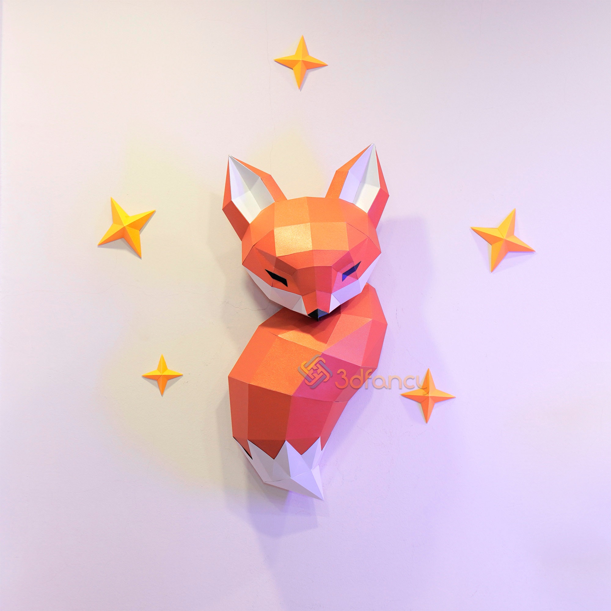 Papercraft Fox PDF, SVG Template Creating 3D Fox From Paper for Lowpoly ...