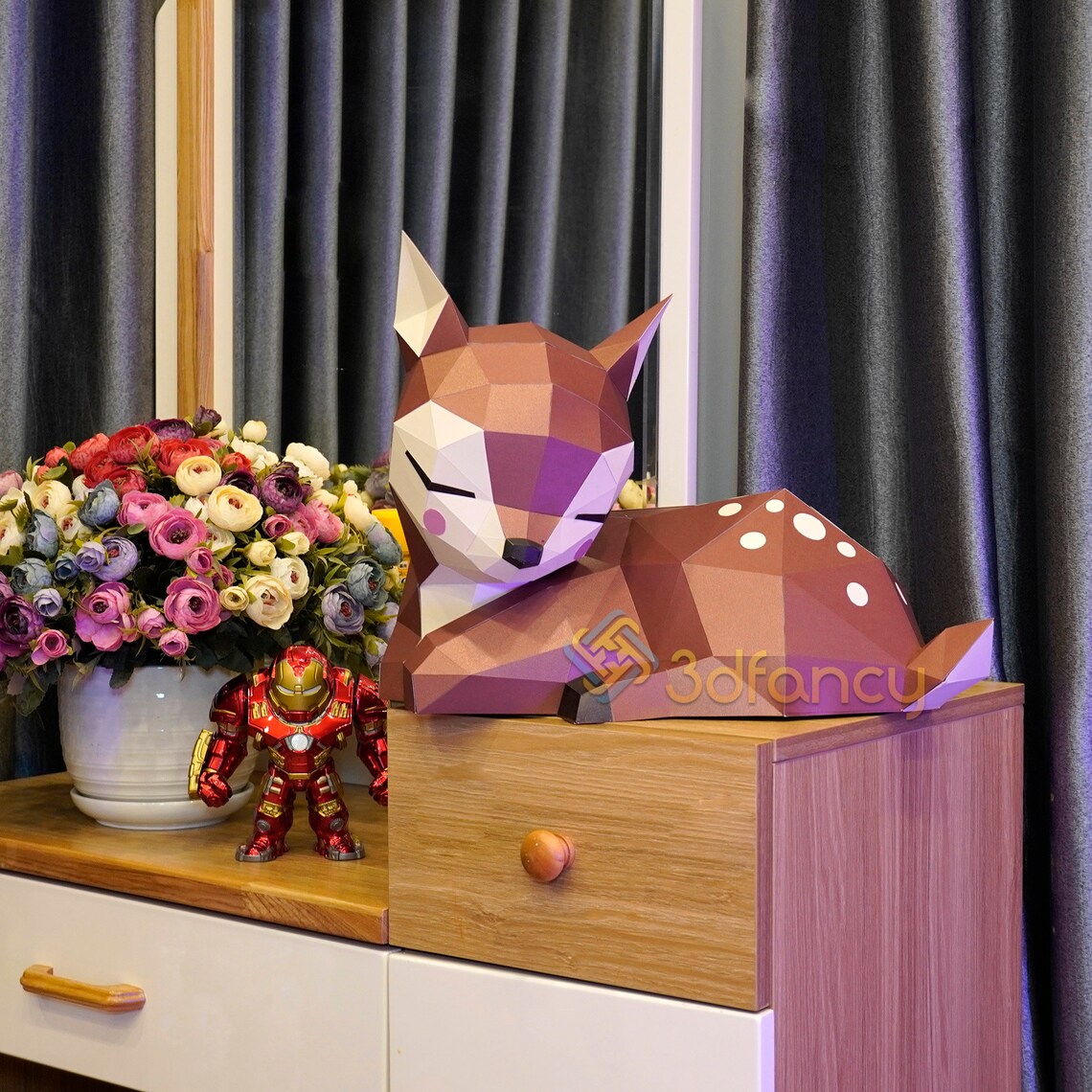 DIY Papercraft 3D Fawn On Rock PDF Plantilla SVG para crear - Etsy España