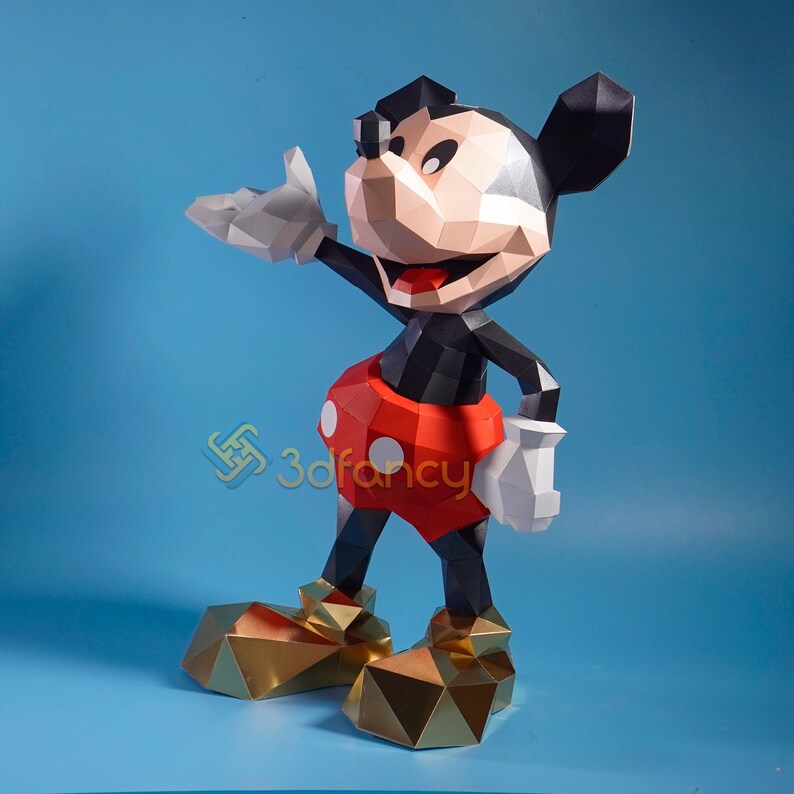 Mickey Mouse Papercraft PDF SVG Template for DIY Low poly - Etsy España