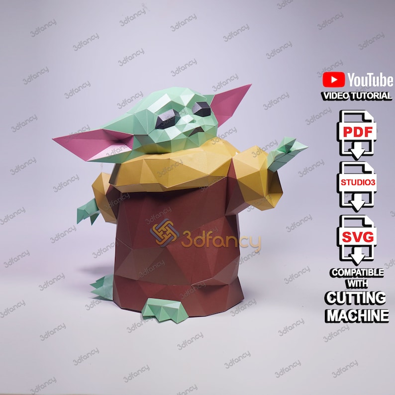 DIY Baby Yoda 3D Papercraft PDF SVG Template for Creating 3D - Etsy ...