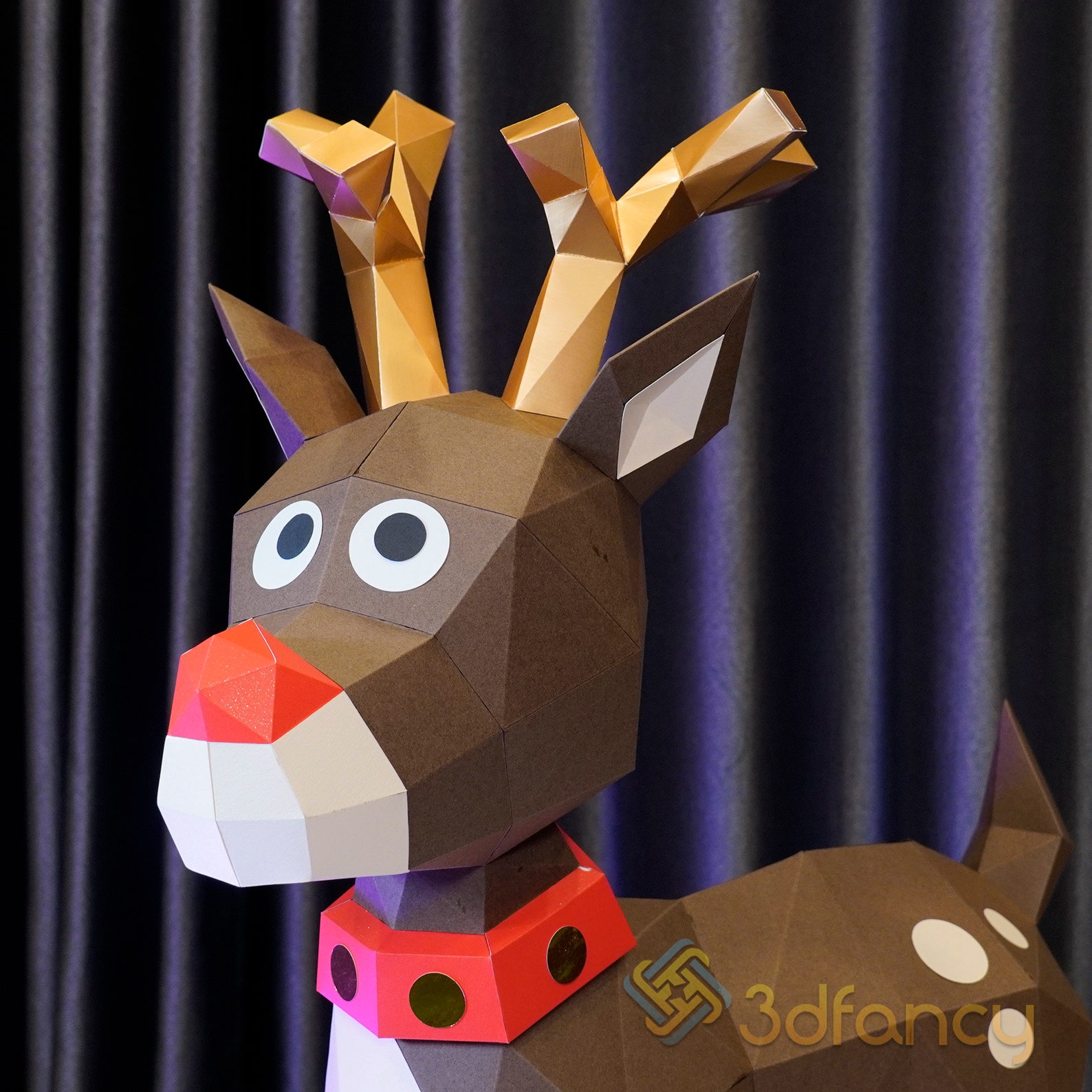 Reindeer Papercraft 3D Rudolph Paper Craft PDF SVG Template - Etsy