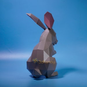 Set 2 Rabbit Papercraft PDF, SVG Template for Creating 3D Rabbit ...