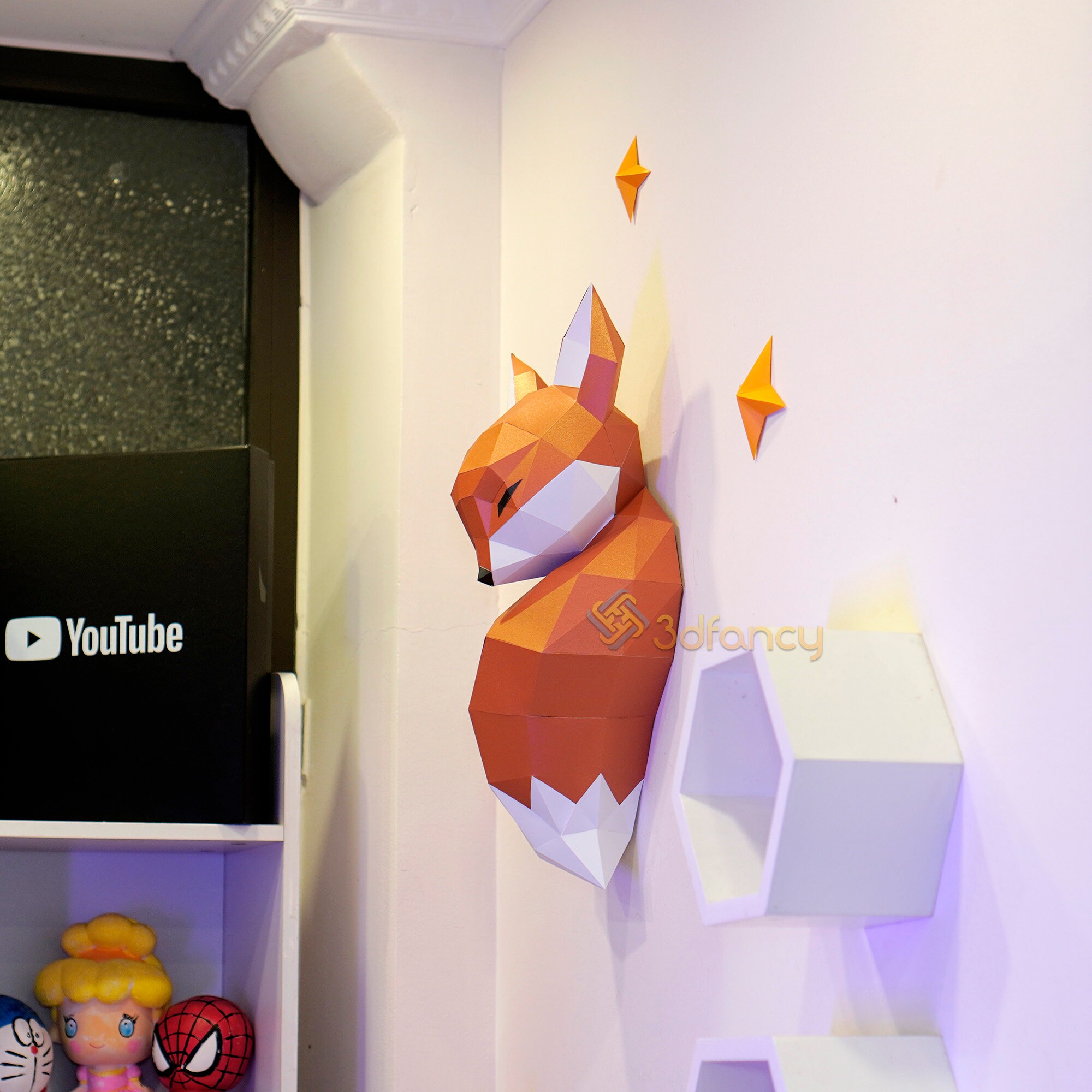 Papercraft Fuchs PDF, SVG Vorlage erstellend 3D Fuchs aus Papier für ...