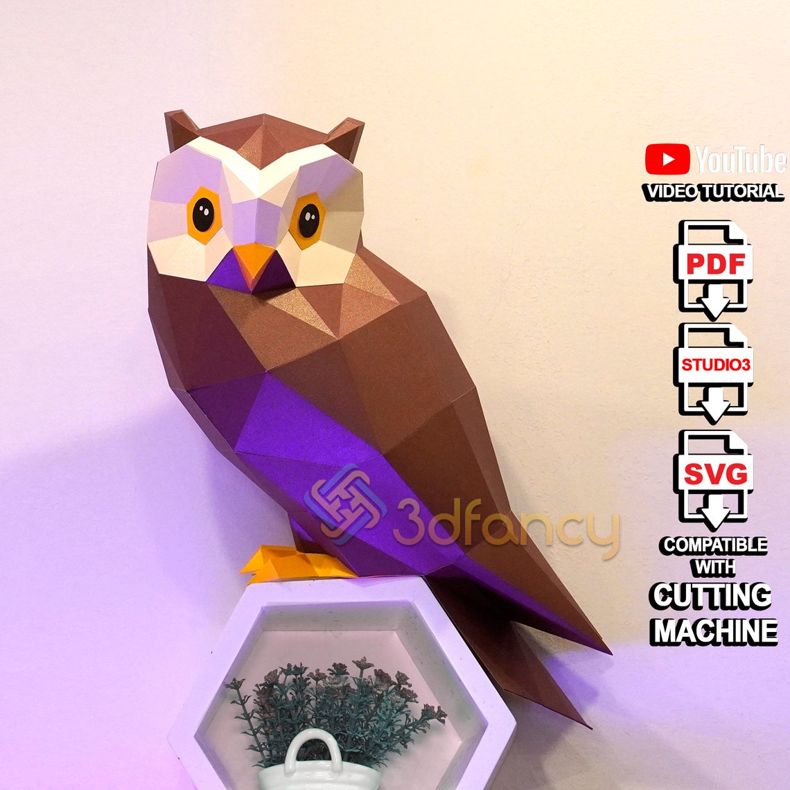 Papercraft Owl PDF SVG for Cricut Projects Papercraft 3D - Etsy