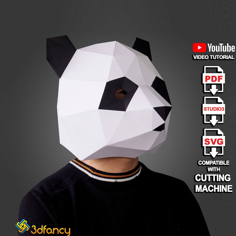 Kids Panda Mask Template - Etsy UK