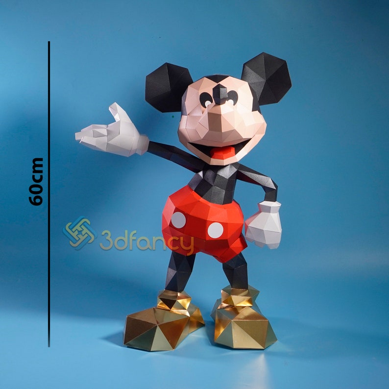 Mickey Mouse Papercraft PDF SVG Template for DIY Low Poly - Etsy