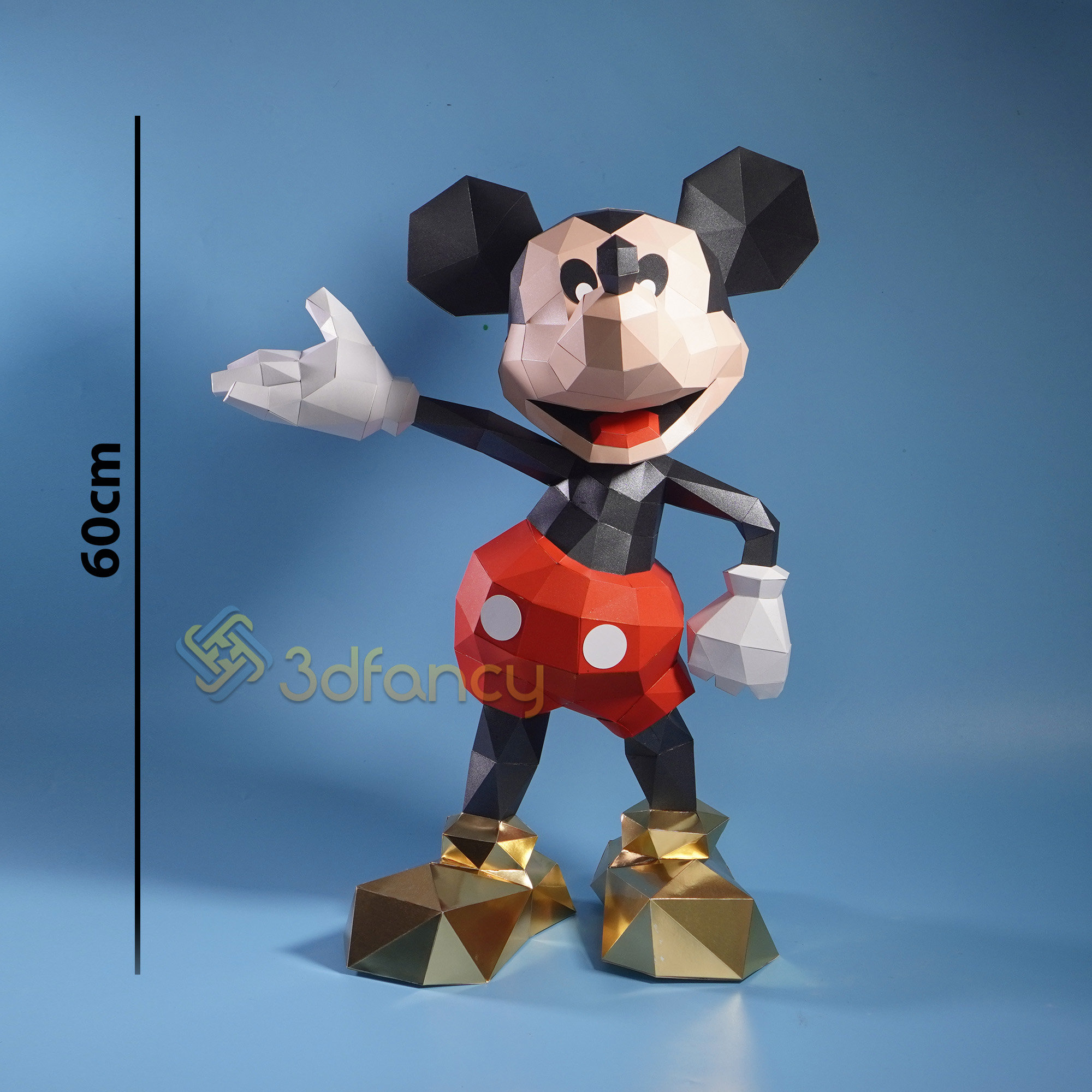 Mickey Mouse Papercraft PDF SVG Template for DIY Low Poly - Etsy