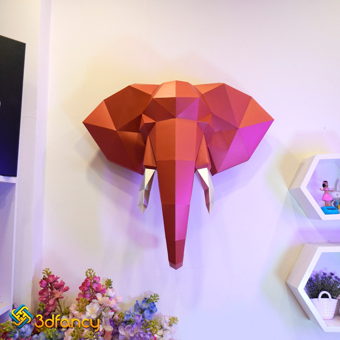 Elephant Papercraft Wall Hanging 3D Papercraft SVG PDF - Etsy