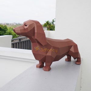 Dachshund Papercraft PDF, 3D SVG Template Creating 3D Dog Paper Craft ...