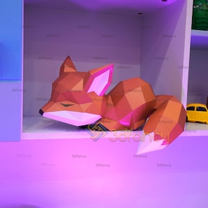 Fox Moon Papercraft PDF, SVG Template for Creating 3D Fox From Paper ...