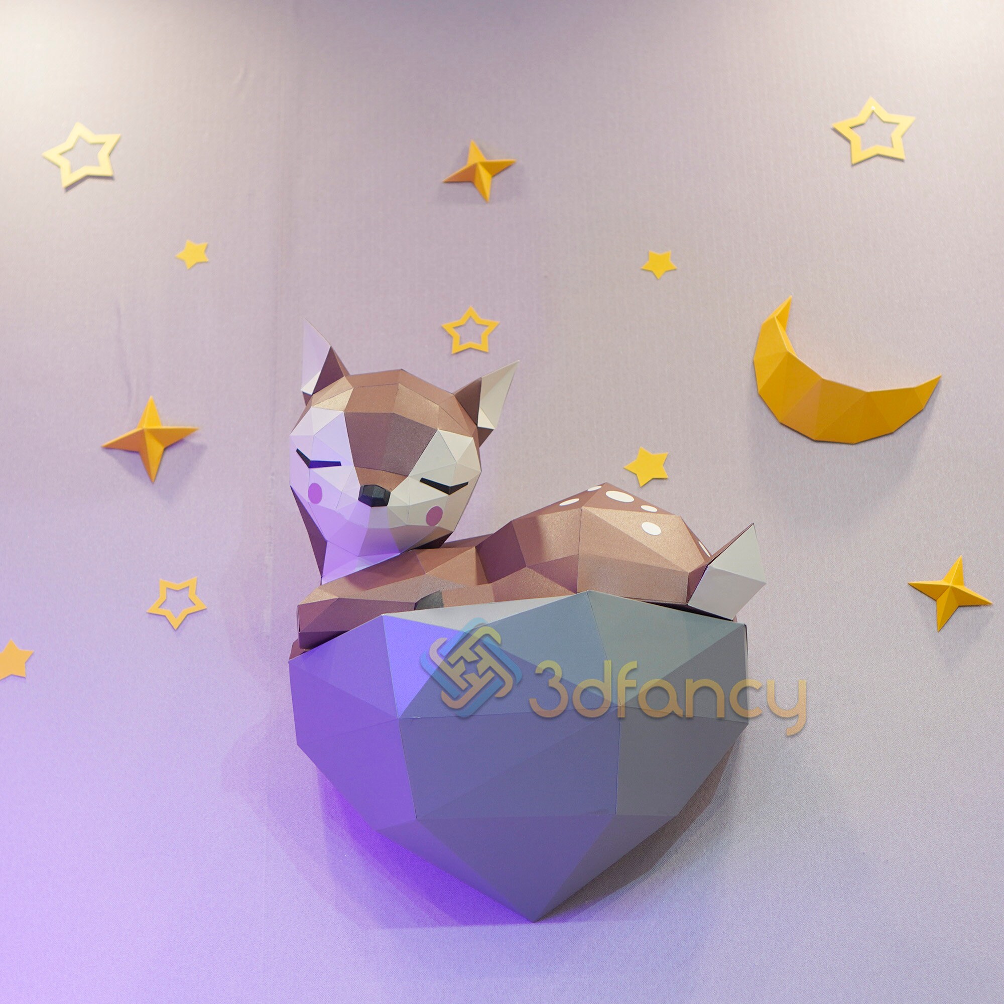 DIY Papercraft 3D Fawn On Rock PDF Plantilla SVG para crear - Etsy México
