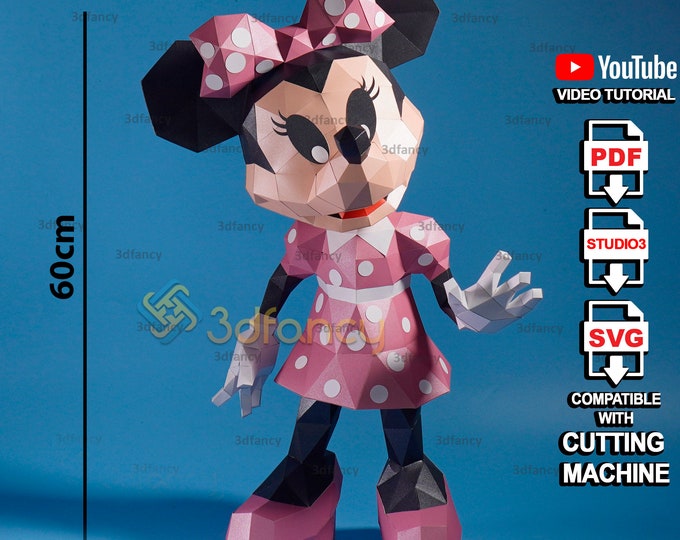 Mickey & Minnie Papercraft PDF, SVG, Dxf Template for Children's Room ...