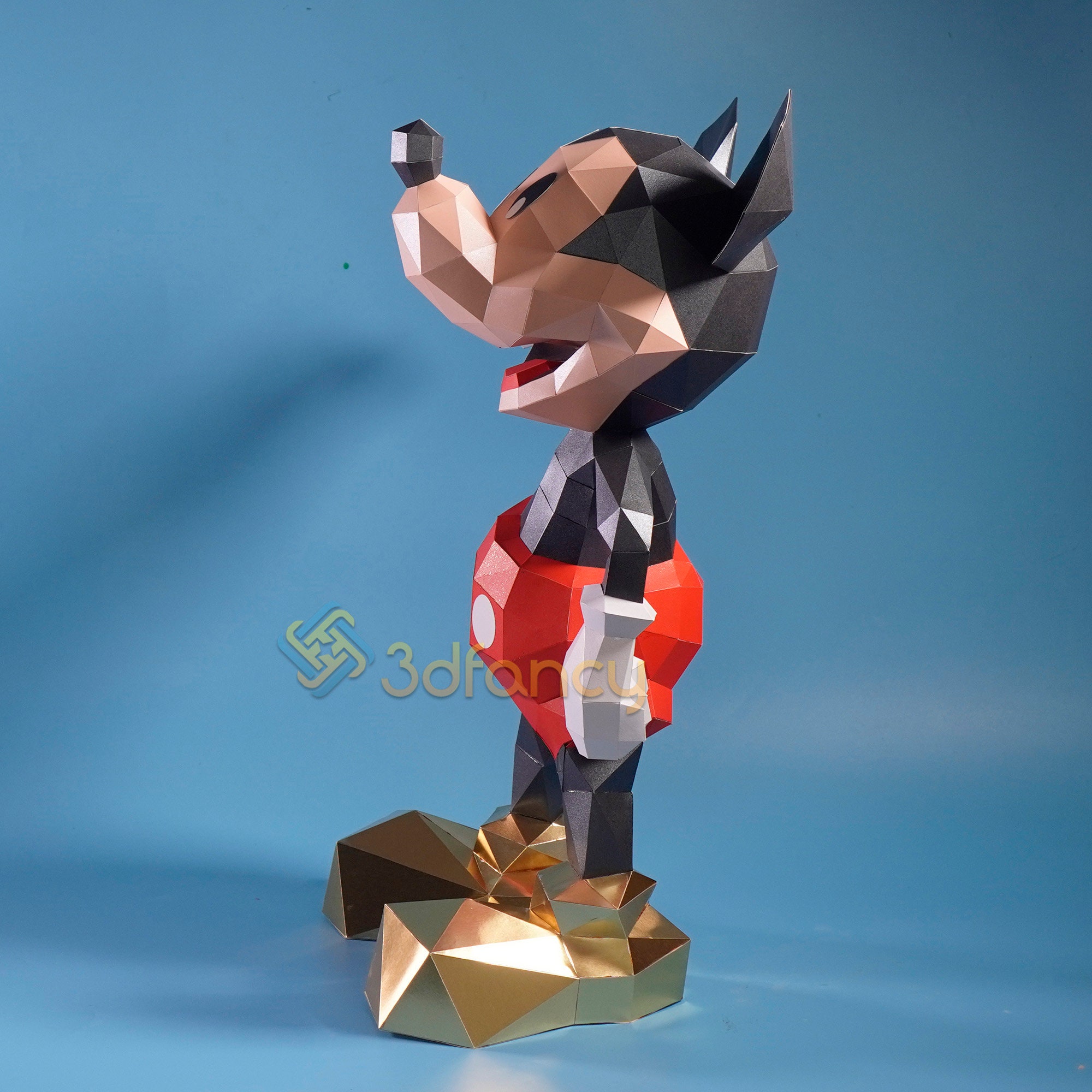 Mickey Mouse Papercraft PDF SVG Template for DIY Low Poly - Etsy