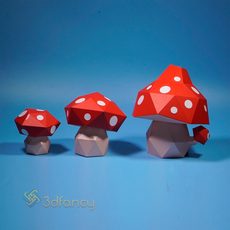 Mushrooms 3D Papercraft PDF SVG Template for DIY Low Poly - Etsy