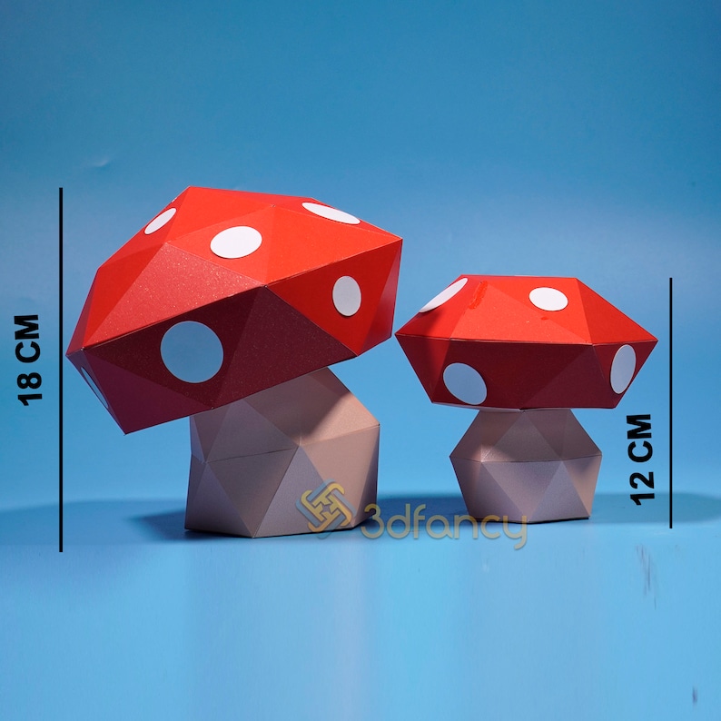 Mushrooms 3D Papercraft PDF SVG Template for DIY Low Poly - Etsy Australia