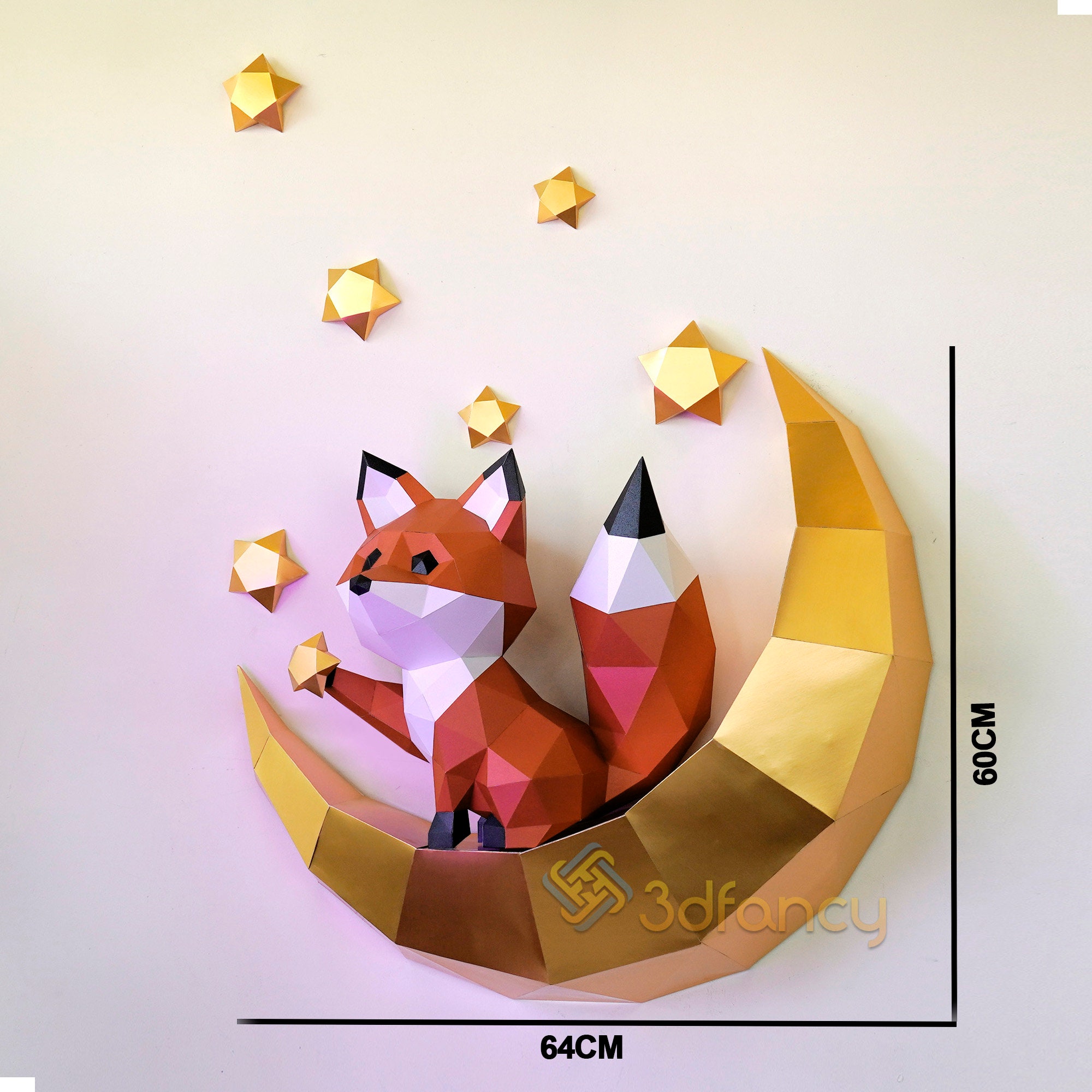 DIY Fox Moon 3D Papercraft SVG PDF Template for Creating 3D - Etsy Canada