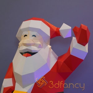 Santa Claus Papercraft PDF, SVG Template for DIY 3D Santa Claus ...