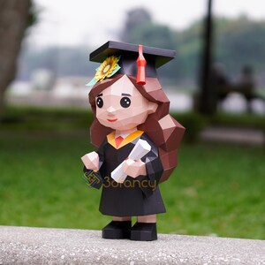 Graduation Gift DIY – 3D Girl Papercraft Template SVG PDF for Cricut ...