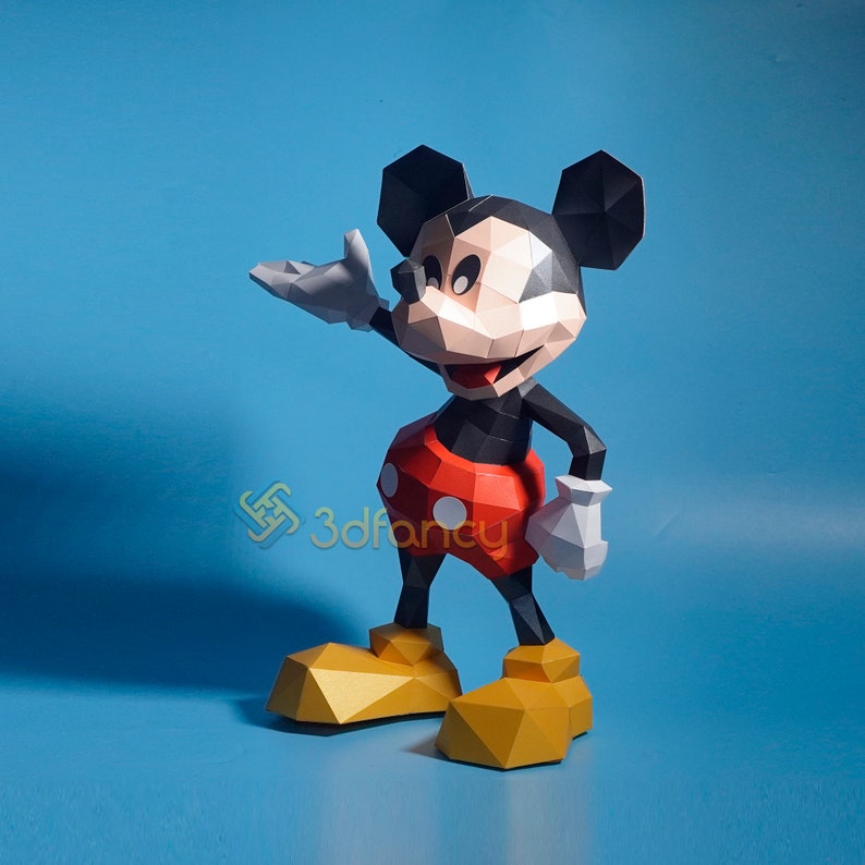 Mickey Mouse Papercraft PDF SVG Template for DIY Low Poly - Etsy