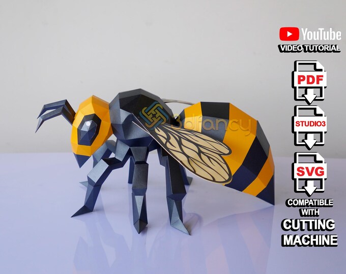 Plantilla SVG + DXF + PDF de abejorro y flor, proyecto de abeja de ...