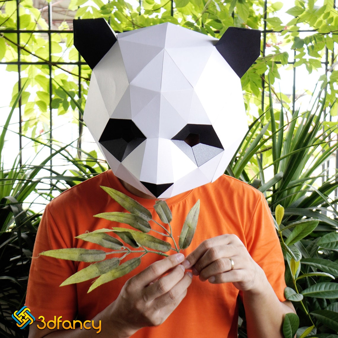 Panda Mask Papercraft PDF SVG Template Low Poly Mask 3d - Etsy Canada