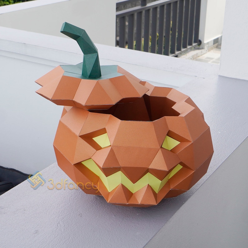 Pumpkin Papercraft 3d PDF, SVG Studio Template for Creating Open ...