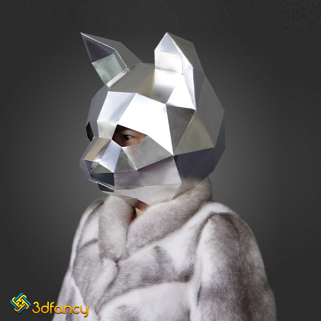 Cat Mask Papercraft PDF Template, DIY Animal Head, Paper Mask, 3D ...