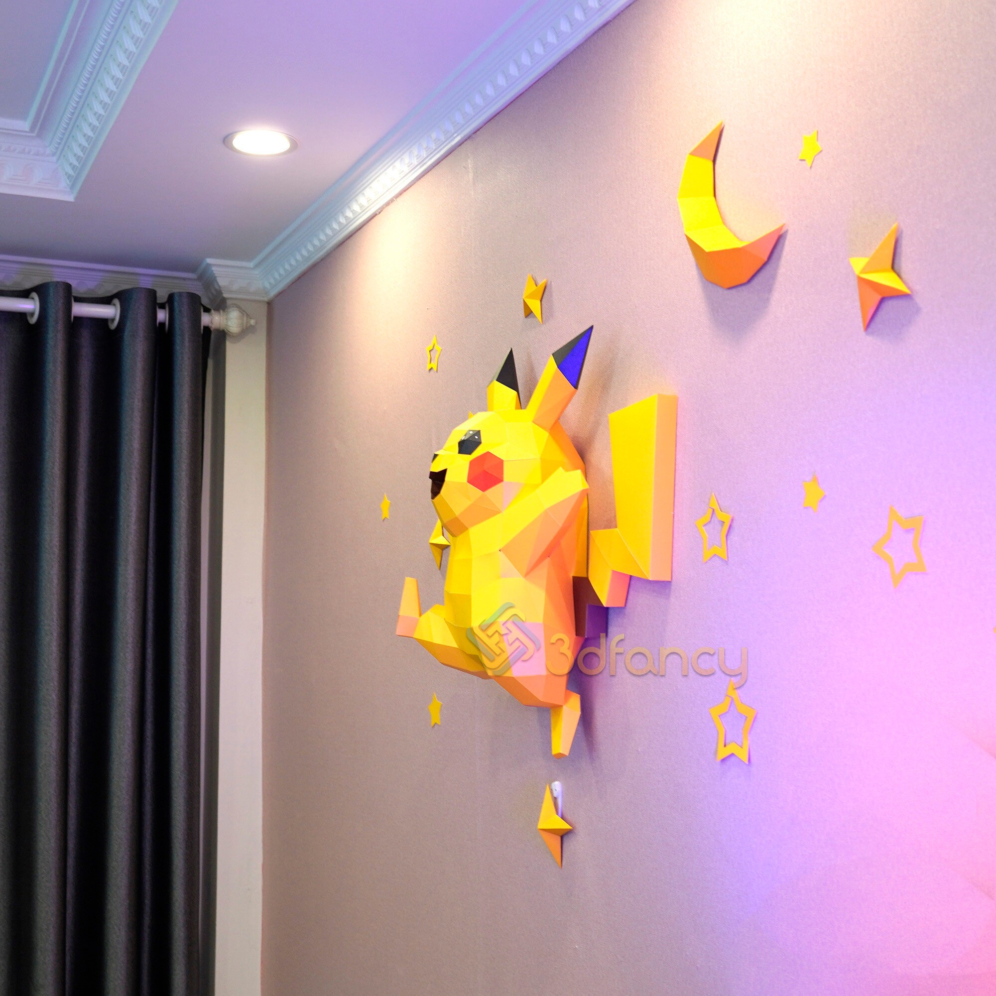 DIY Papercraft PDF SVG Template For Creating 3D Pikachu Wall | Etsy