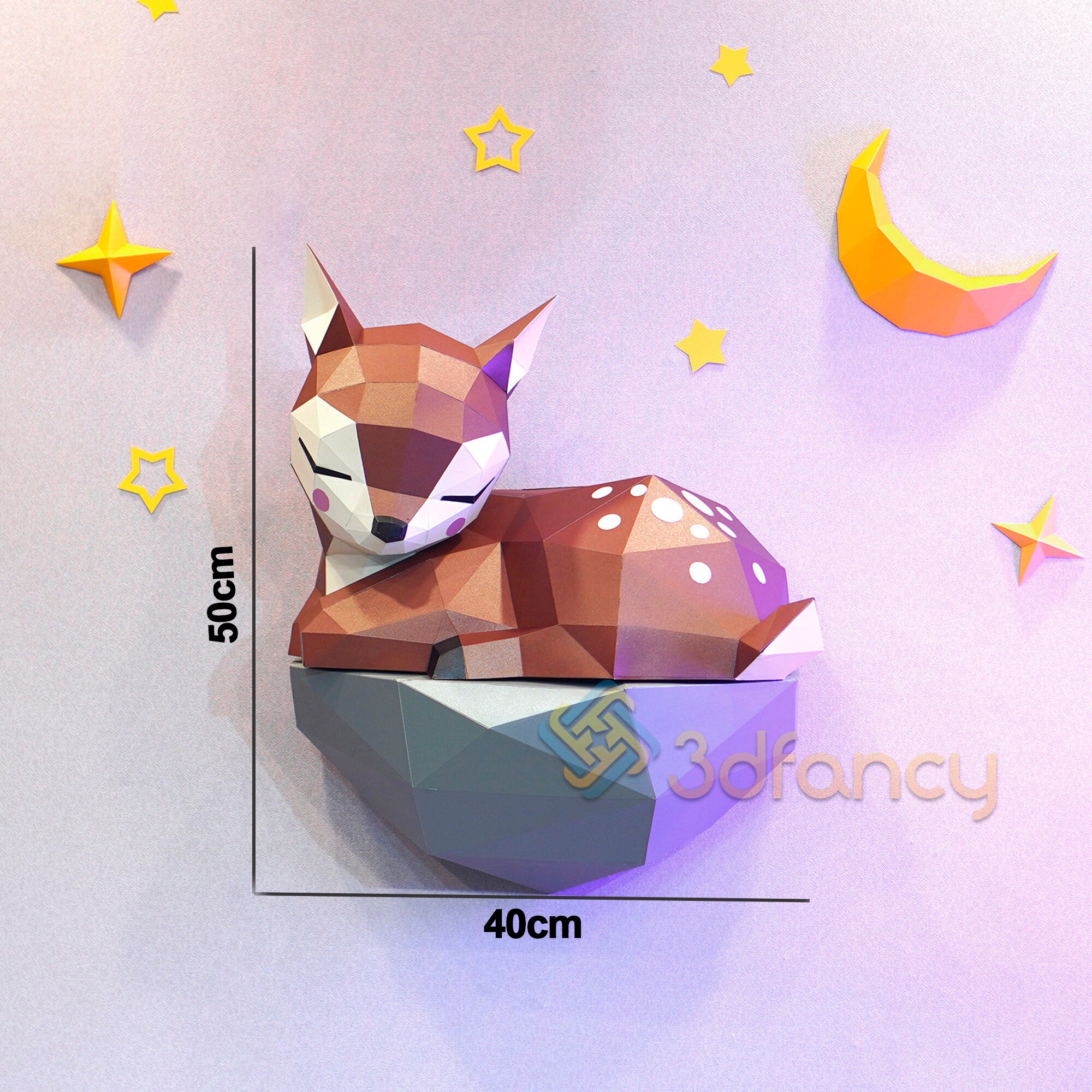 DIY Papercraft 3D Fawn On Rock PDF Plantilla SVG para crear - Etsy México