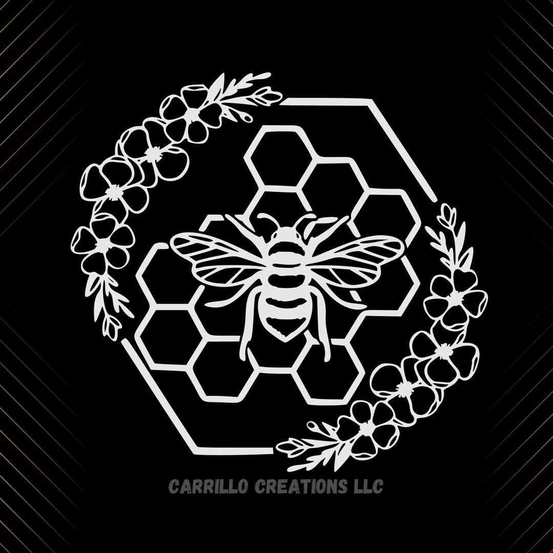 Floral Honeycomb Bee Decal Sticker for Car, Laptop, Nature, Botanical ...