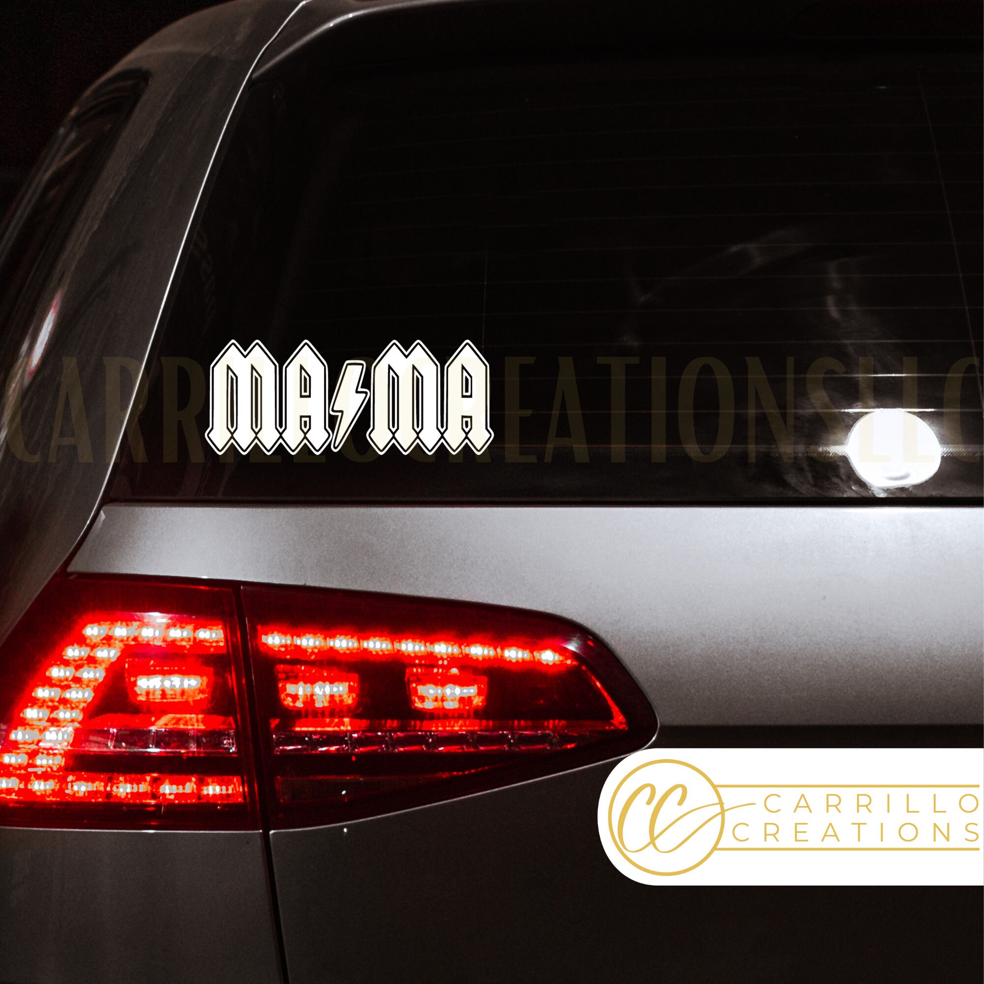 Mama ACDC Decal - Metallic Lightning Bolt Vinyl Sticker - Etsy
