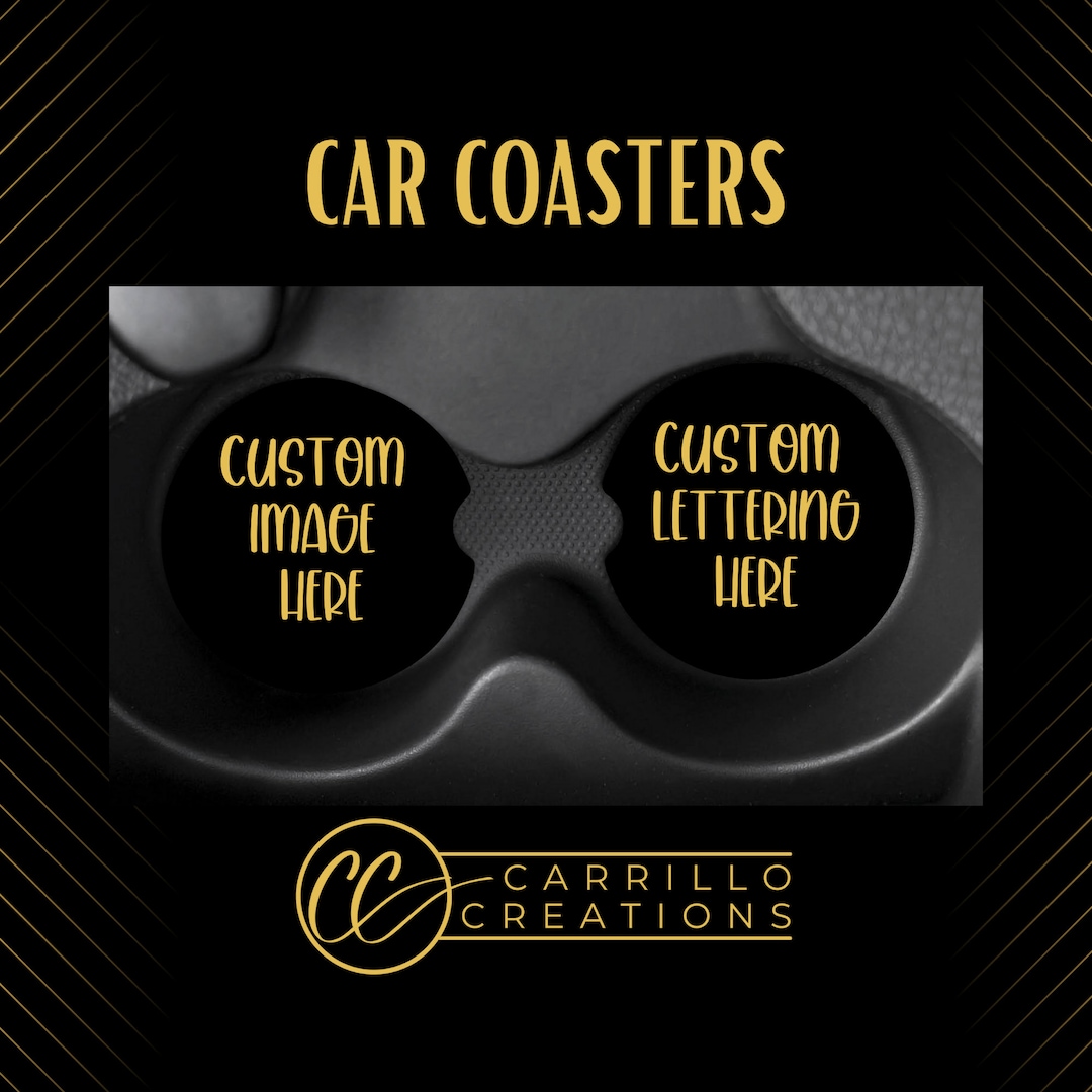 CUSTOM Car Coasters Set of 2 Flexible Washable Re-usable Absorbent Car ...