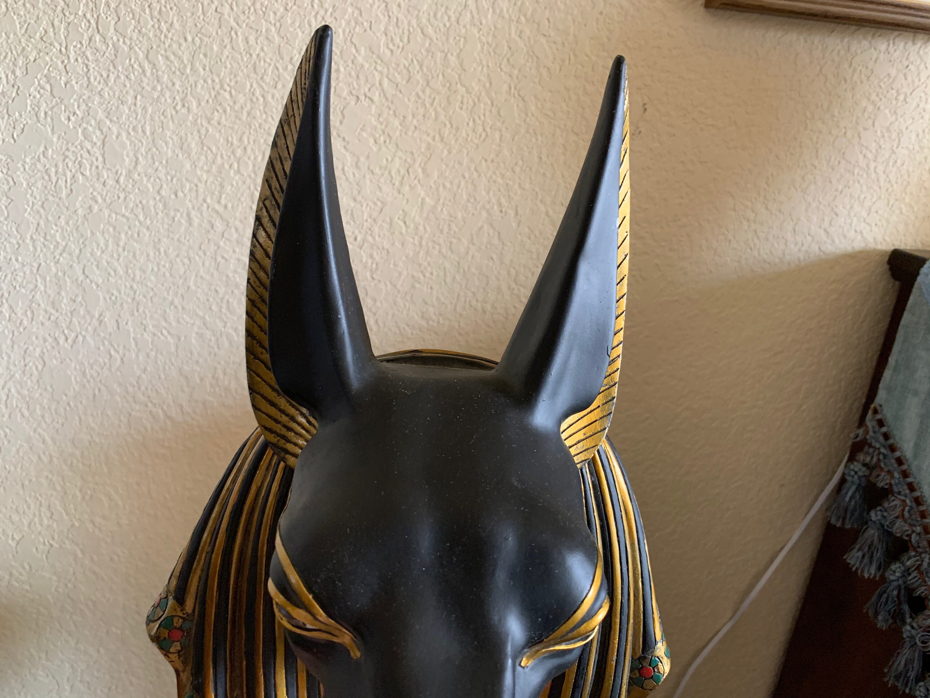 1990s Anubis the Egyptian Jackal God Ceramic Resin 3-D Wall Sculpture ...