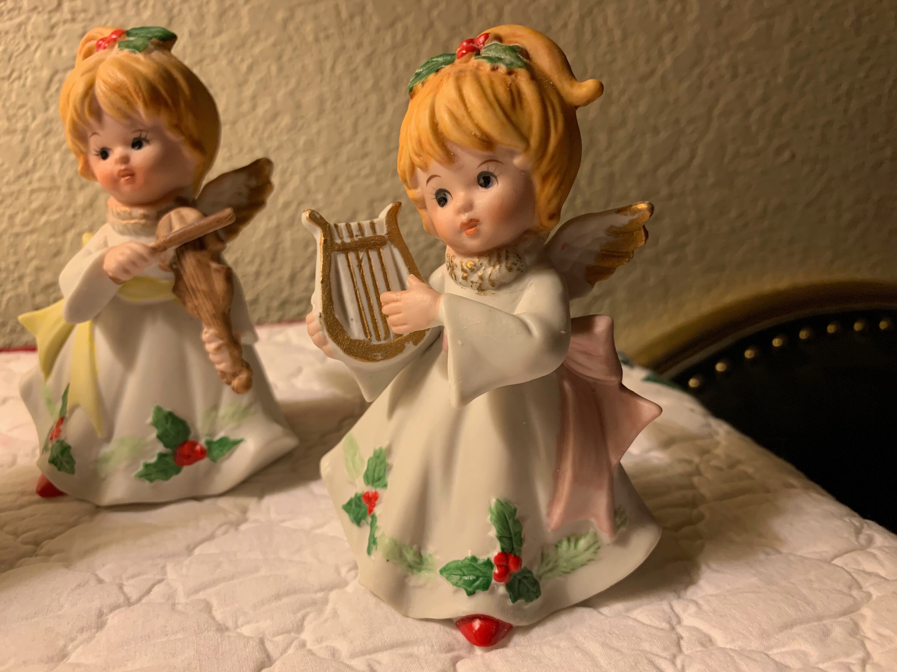 1970s HOMCO Porcelain Holly Berry Pastel Musical Angels Trio 3 Pcs - Etsy