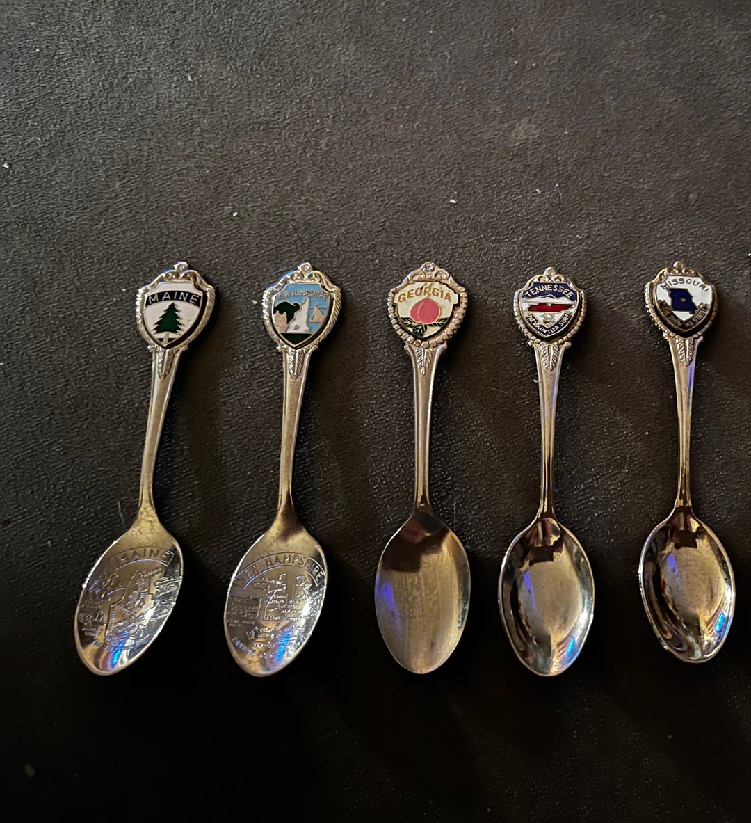 1980s Souvenir Collectors' US State Silver-plated Spoons (w/enameled ...