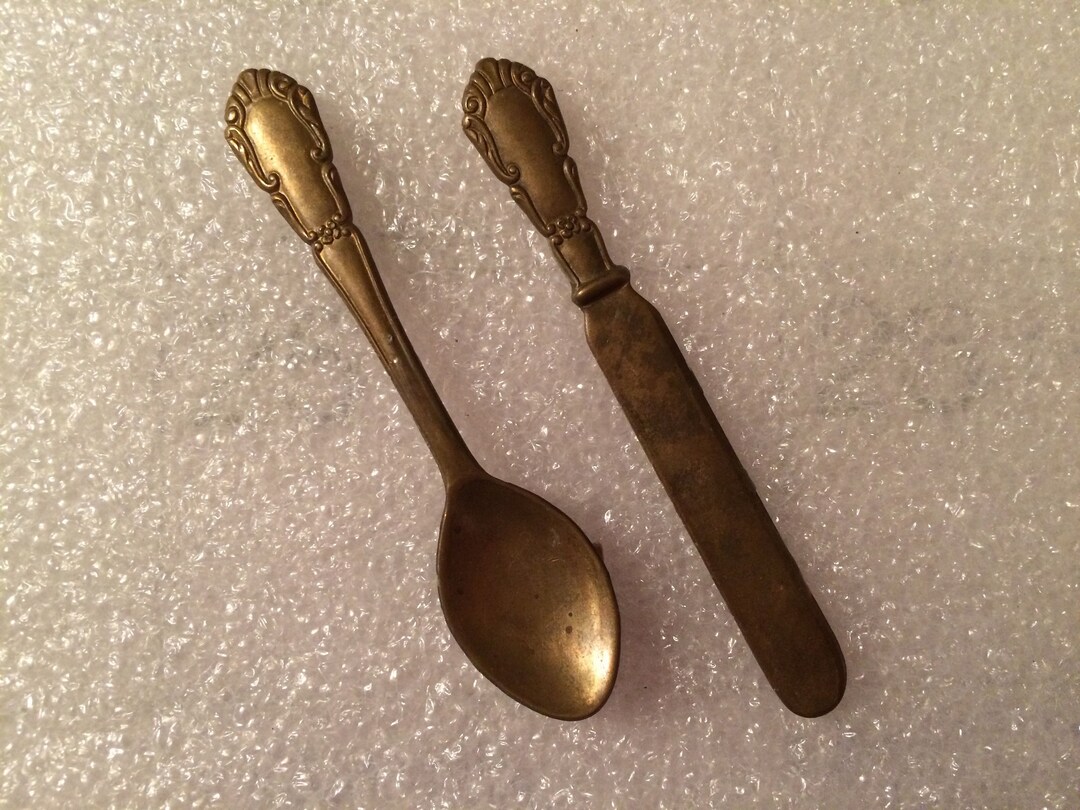 1940s Miniature Brass Knife & Spoon Doll House Utensils - Etsy