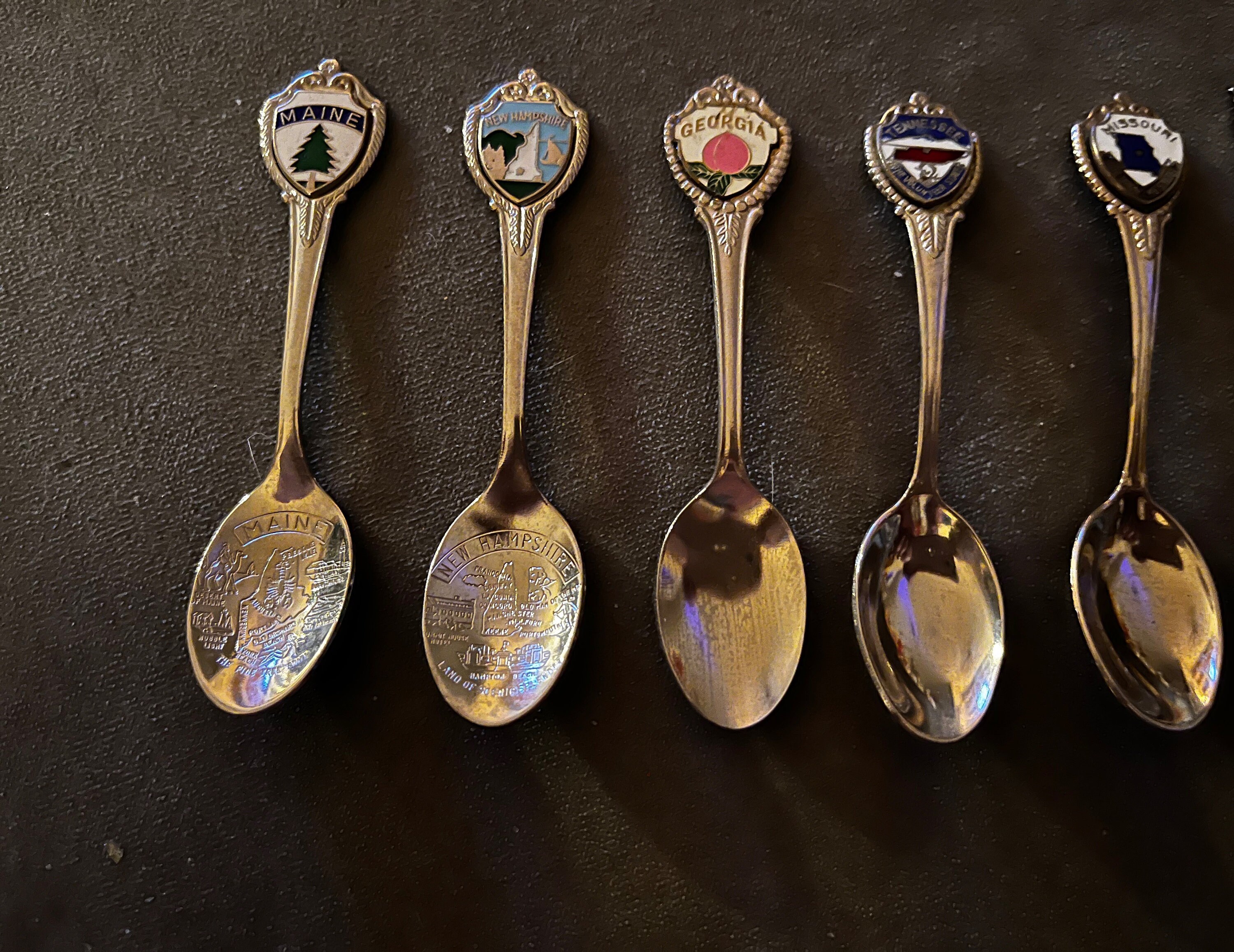 1980s Souvenir Collectors' US State Silver-plated Spoons (w/enameled ...