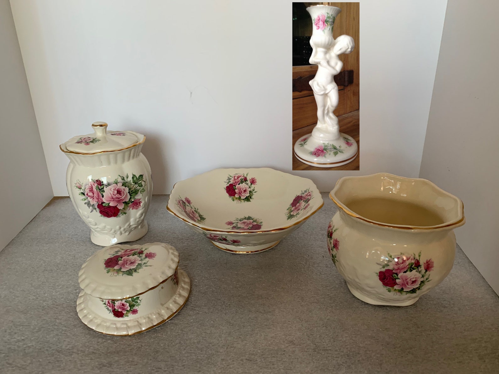 1940s Maryleigh Potteries england Summertime Pink Roses Pottery Dresser ...