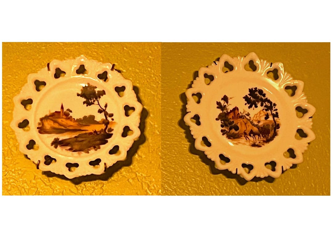 1950s Kemple Glass Club Pattern Hand-painted Milk Glass 8” the Old ...