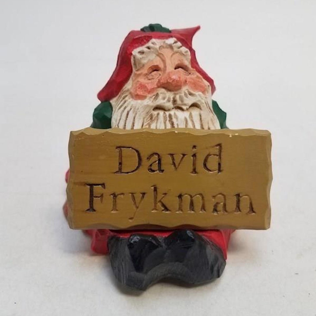 1994 David Frykman Seated Santa With Frykman Display Sign Ceramic Resin ...
