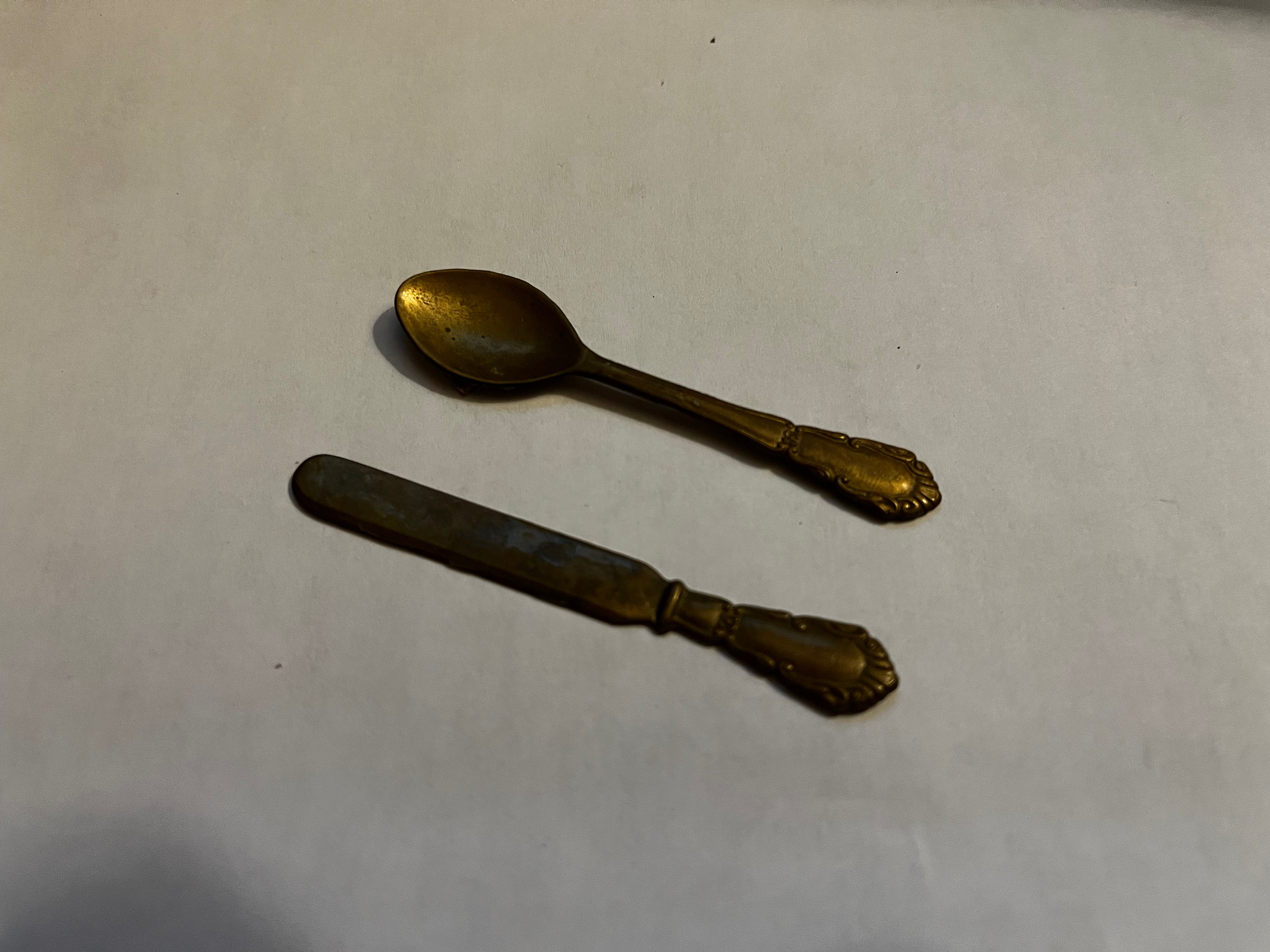 1940s Miniature Brass Knife & Spoon Doll House Utensils - Etsy